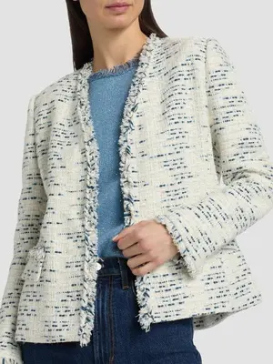 Kobi Halperin Saphire Frayed-trim Tweed Jacket