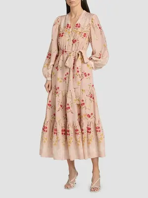 Kobi Halperin Noora Floral Tiered Midi-dress