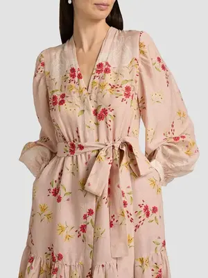 Kobi Halperin Noora Floral Tiered Midi-dress