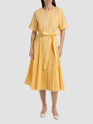 Kobi Halperin Loretta Pleated Cotton-blend Shirtdress - Chamomille