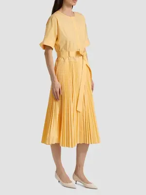 Kobi Halperin Loretta Pleated Cotton-blend Shirtdress - Chamomille