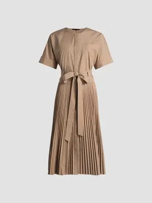 Kobi Halperin Loretta Pleated Cotton-blend Shirtdress - Khaki