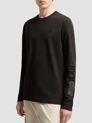 Moncler Long Sleeve Crewneck T-shirt In Cotton Jersey - Black
