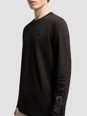 Moncler Long Sleeve Crewneck T-shirt In Cotton Jersey - Black