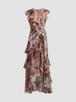 Kobi Halperin Elanor Printed Ruffle Maxi Dress
