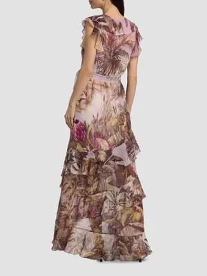 Kobi Halperin Elanor Printed Ruffle Maxi Dress