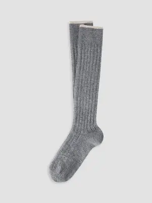 Brunello Cucinelli Cashmere Rib Knit Socks - Medium Grey