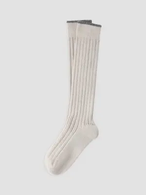 Brunello Cucinelli Cashmere Rib Knit Socks - Sand