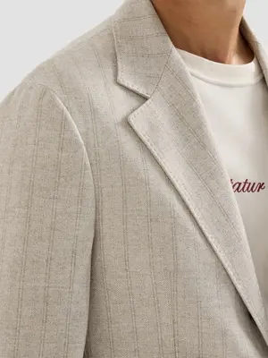 Brunello Cucinelli Striped Cashmere And Silk Diagonal Flannel Deconstructed Cavallo Blazer