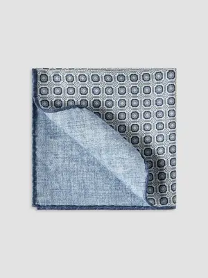 Brunello Cucinelli Silk Pocket Square With Geometric Design - Blue