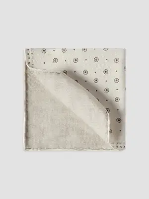 Brunello Cucinelli Silk Pocket Square With Geometric Design - Butter