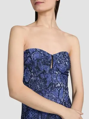 Kobi Halperin Brenna Snake-printed Strapless Swimsuit