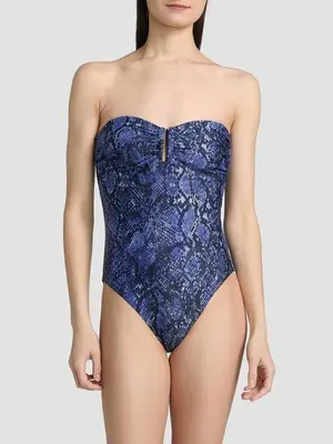 Kobi Halperin Brenna Snake-printed Strapless Swimsuit