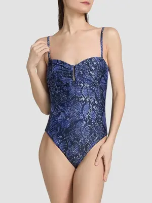 Kobi Halperin Brenna Snake-printed Strapless Swimsuit