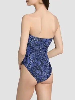Kobi Halperin Brenna Snake-printed Strapless Swimsuit