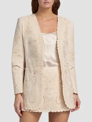 Kobi Halperin Laci Eyelet-embroidered Linen-cotton Jacket