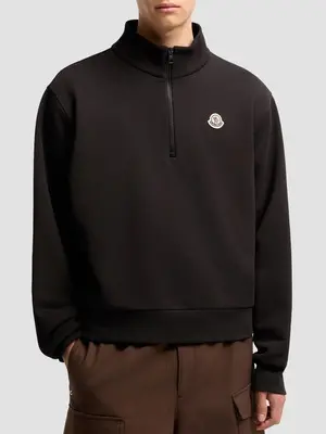 Moncler Crewneck Sweater In Cotton - Black