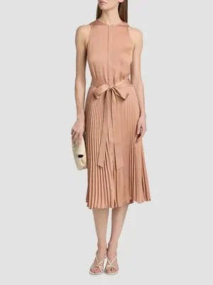 Kobi Halperin Maxine Satin Tie-waist Sleeveless Midi-dress - Chai