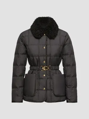 Moncler Cygnes Puffer Jacket With Belt - Black