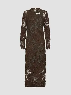 Brunello Cucinelli Whispering Bloom Embroidery Knit Dress