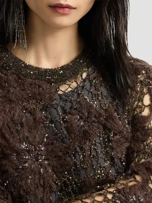 Brunello Cucinelli Whispering Bloom Embroidery Knit Dress