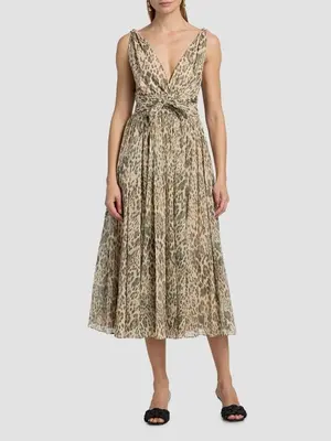 UNGARO Jillian Leopard-print Cotton Voile Midi-dress