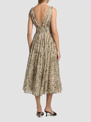 UNGARO Jillian Leopard-print Cotton Voile Midi-dress