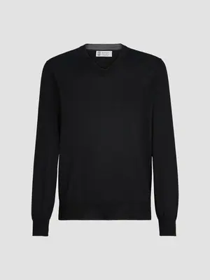 Brunello Cucinelli Cashmere And Silk Lightweight Sweater - Black