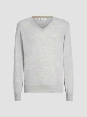 Brunello Cucinelli Cashmere And Silk Lightweight Sweater - Pebble