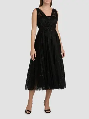 UNGARO Tara Tulle Lace Midi-dress
