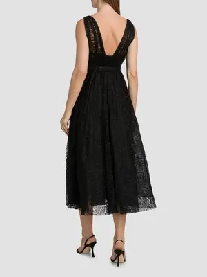 UNGARO Tara Tulle Lace Midi-dress