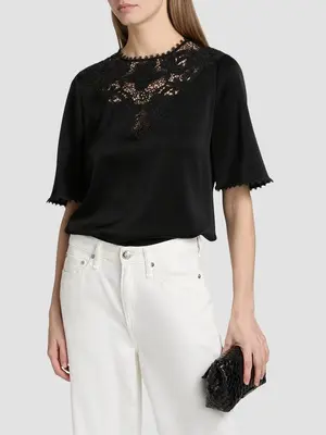 Kobi Halperin Frankie Lace Satin-back Crepe Blouse