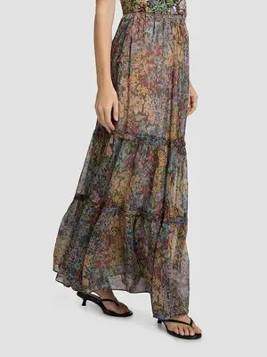 Kobi Halperin Clea Floral Tiered Maxi Skirt