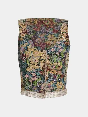 Kobi Halperin Hazel Beaded Floral Fringe Vest