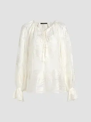 Kobi Halperin Florence Embroidered Sheer Blouse - Ivory