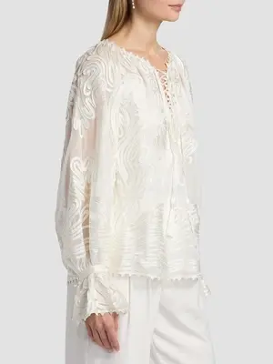 Kobi Halperin Florence Embroidered Sheer Blouse - Ivory