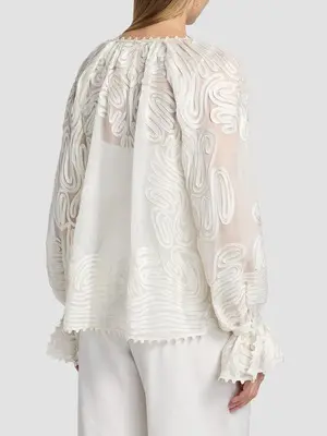 Kobi Halperin Florence Embroidered Sheer Blouse - Ivory