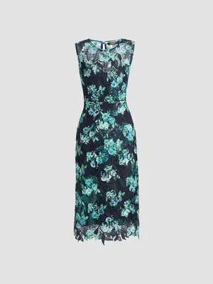 UNGARO Palmer Floral Lace Midi-dress