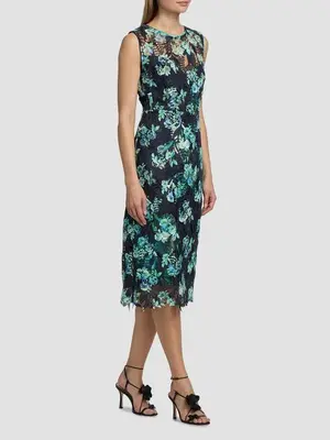 UNGARO Palmer Floral Lace Midi-dress