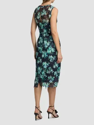 UNGARO Palmer Floral Lace Midi-dress