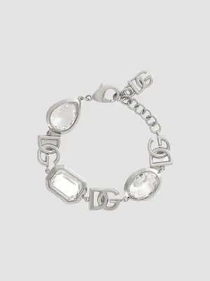Dolce & Gabbana Silvertone & Crystal Logo Bracelet - Silver