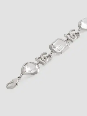 Dolce & Gabbana Silvertone & Crystal Logo Bracelet