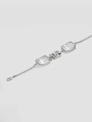 Dolce & Gabbana Silvertone & Crystal Logo Chain Bracelet