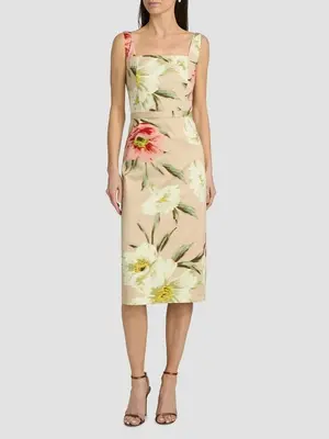 UNGARO Cyra Floral Stretch-cotton Sheath Midi-dress