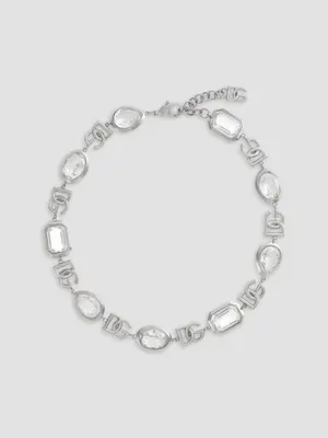 Dolce & Gabbana Silvertone & Crystal Logo Necklace - Silver