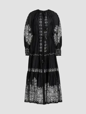 Kobi Halperin Lauryn Lace Print Cotton-silk Maxi Dress Black