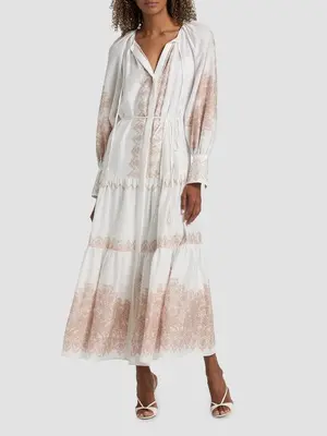 Kobi Halperin Lauryn Lace Print Cotton-silk Maxi Dress - Ivory