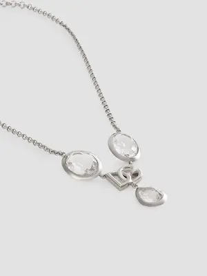 Dolce & Gabbana Silvertone & Crystal Logo Chain Necklace