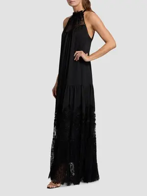 Kobi Halperin Hallee Lace Embroidered Satin Maxi Dress