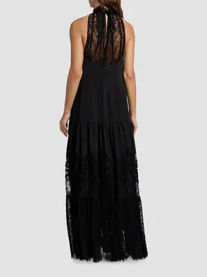 Kobi Halperin Hallee Lace Embroidered Satin Maxi Dress
